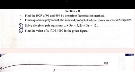 section b find the hcf of 96 and 404 by the prime factorization method