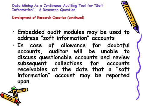 Ppt Data Mining As A Continuous Auditing Tool For Soft Information