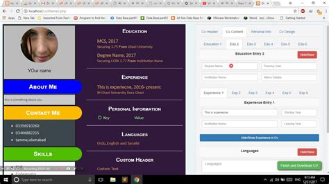 Free Cv Resume Maker Php Jquery Mysql Project Youtube