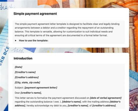 Simple Payment Agreement Free Craft Template