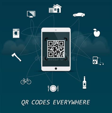 Qr Codes Everywhere Quick Response Codes Business Infographic Template With Tablet In The