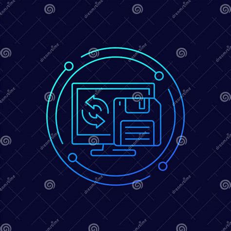 Backup Icon With A Floppy Disk Linear Design Stock Vector