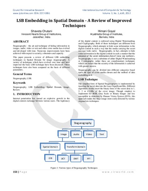 Pdf Lsb Embedding In Spatial Domain A Review Of Improved Techniques
