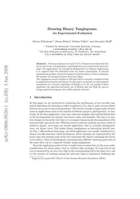 Pdf Drawing Binary Tanglegrams An Experimental Evaluation