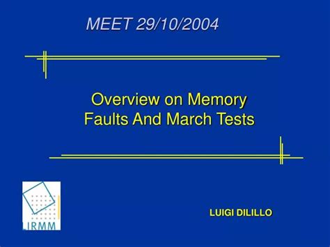 PPT Overview On Memory Faults And March Tests PowerPoint Presentation ID