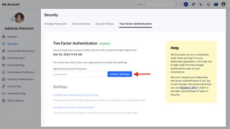2fa two factor authentication salesmate