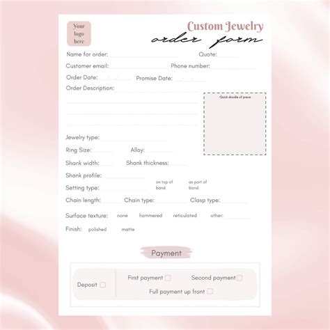 Buy Order Form Template For Custom Jewelry Business Online In India Etsy