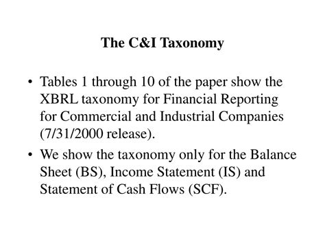 ppt an assessment of the xbrl taxonomy for financial reports