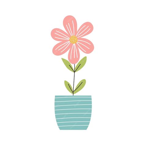 Premium Vector Cute Flower In A Pot Vector Illustration Hand Drawing