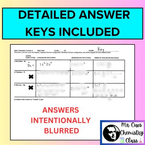 Chemistry Electron Configuration Orbital Diagrams Worksheet Quiz Bundle
