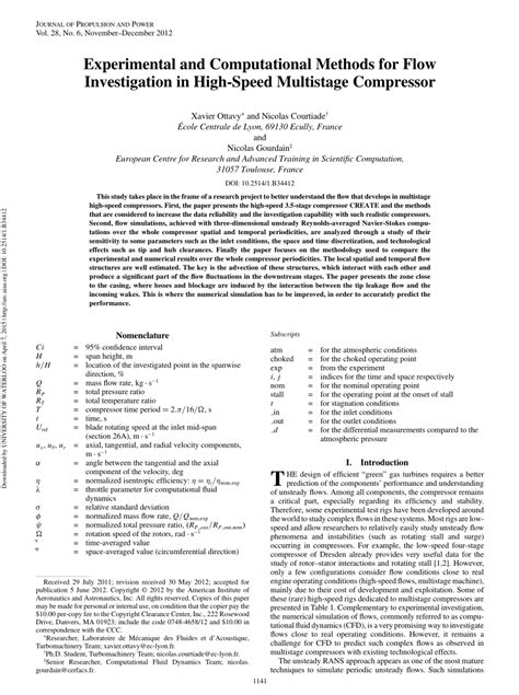 pdf experimental and numerical investigation of unsteady flows in a