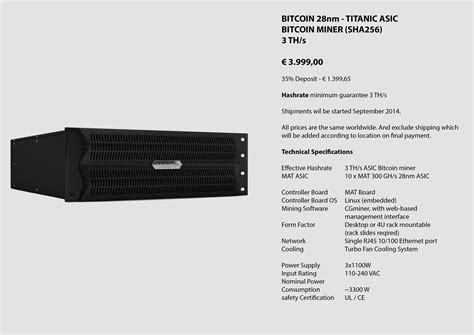 Titanium Asic Bitcoin Miner Sha256 3 Ths Bitcoin Miner Asic
