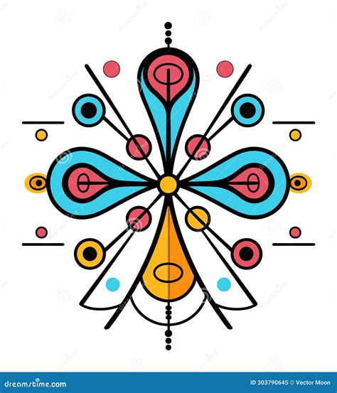 Abstract Colorful Symmetrical Design With Geometric Shapes Modern