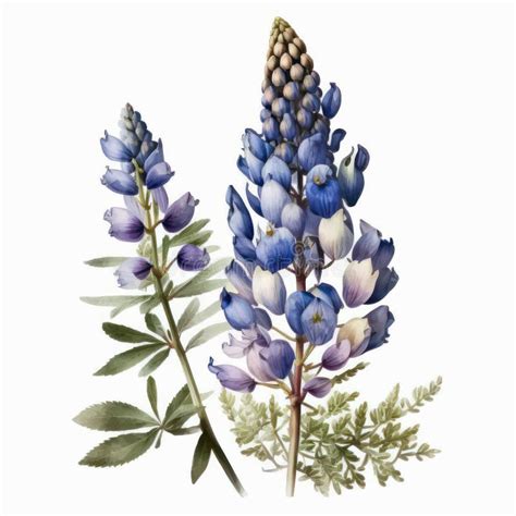 Lupine Flowers Set Of Vector Black Silhouettes Of Lupins Isolated On A