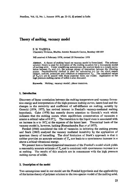 Pdf Theory Of Melting Vacancy Model Dokumentips