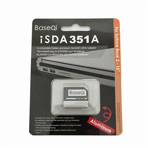 Baseqi 알루미늄 Microsd 어댑터 351a 마이크로 Sdtf Ninjadrive 카드 리더 노트북 마이크로소프트 서피스 북 2 15 저장 장치
