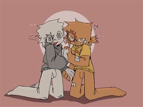 Rule 34 2boys 2d 2d Artwork Balls Bandaid Blue Eyes Bottomless Fire