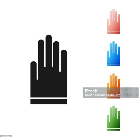흰색 배경에 격리된 검은색 장갑 아이콘입니다 익스트림 스포츠 다이빙 수중 장비 다채로운 아이콘을 설정합니다 벡터 일러스트레이션 가죽에 대한 스톡 벡터 아트 및 기타 이미지