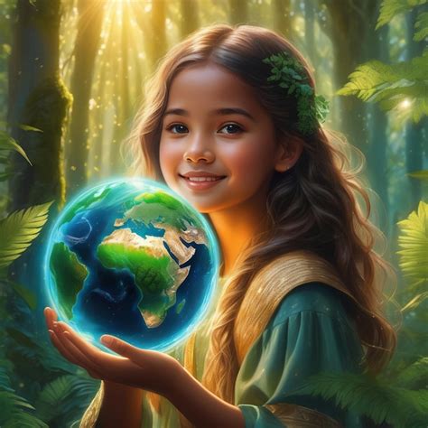Girl Holding Earth 4k Image Premium Ai Generated Image