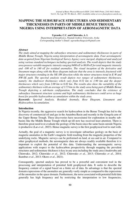 Pdf Mapping The Subsurface Structures And Sedimentary Thicknesses In Parts Of Middle Benue
