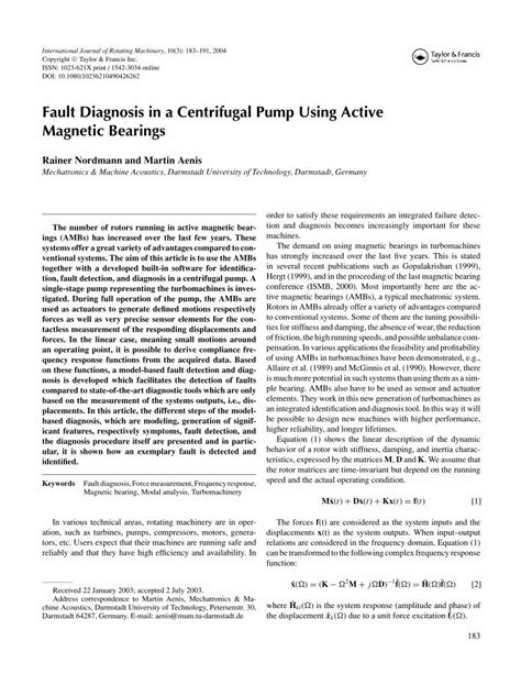 Pdf Fault Diagnosis In A Centrifugal Pump Using Active Dokumentips