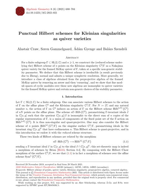 pdf punctual hilbert schemes for kleinian singularities as quiver