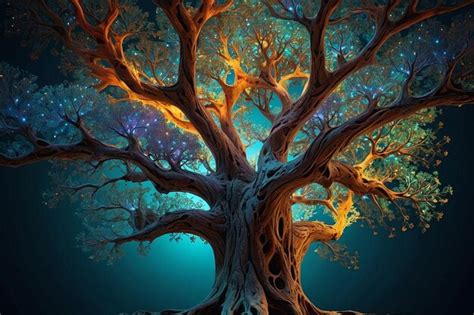 digital fractal tree of knowledge premium ai generated image