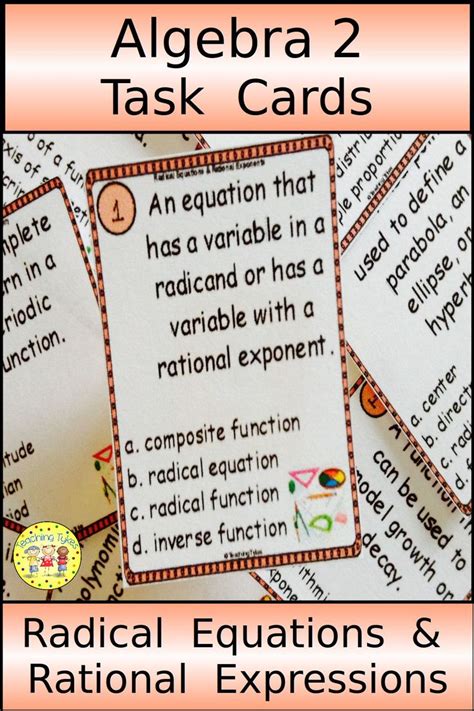 Algebra 2 Radical Equations And Rational Exponents Task Cards Radical Equations Task Cards