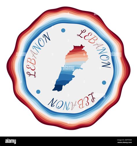 Lebanon Badge Map Of The Country With Beautiful Geometric Waves And