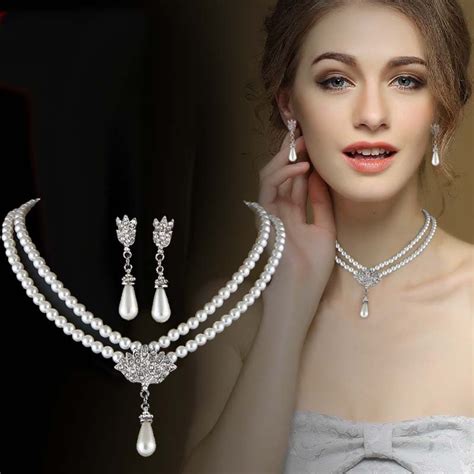 Pearl Necklace And Earrings Set Zi Collection Hub