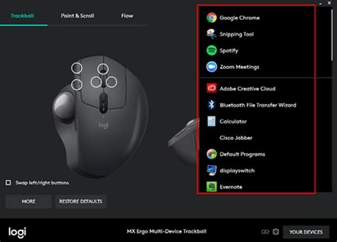 Configure Logitech MX Ergo Application Specific Settings With Logitech Options Software