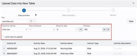 Excelcsv Import To A New Table In Sql Developer Web