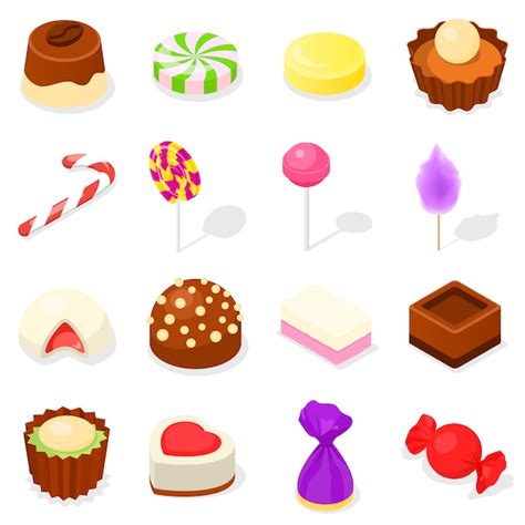 Premium Vector Candy Icon Set Isometric Style