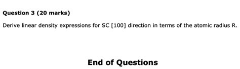 Solved Question Marks Derive Linear Density Chegg