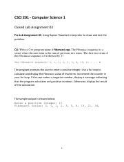 Closed Lab Assignment Pdf CSCI Computer Science Closed Lab Assignment Pre Lab