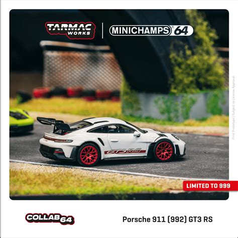 Tarmac Works X Minichamps 1 64 Porsche 911 992 Gt3 Rs White Red