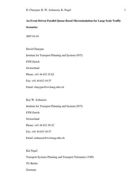 Pdf An Event Driven Parallel Queue Based Microsimulation For Large Scale Traffic Scenarios