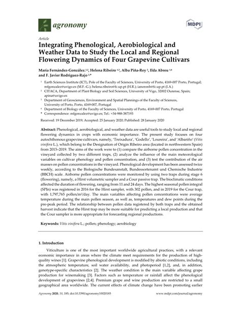 Pdf Integrating Phenological Aerobiological And Weather Data To