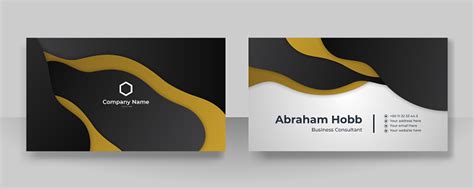 현대 창조적이고 깨끗한 명함 템플릿 럭셔리 명함 디자인 템플릿 추상적 인 황금빛 반짝이는 물결 모양의 선이있는 우아한 어두운 검은 색 배경 벡터 일러스트 레이 션 0명에