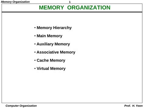 PDF Memory Organization MEMORY ORGANIZATION Memory Organization Computer Organization Prof