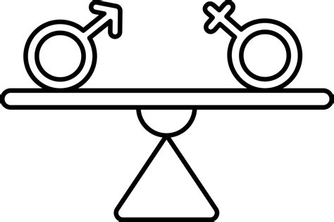 Male And Female Gender Symbol On Balance Scale Black Linear Icon