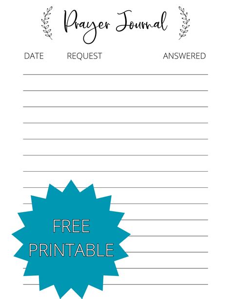 Free Prayer Journal Printable Prayer Request Tracker Template Prayer