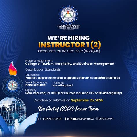 Camarines 𝗪𝗘𝗥𝗘 𝗛𝗜𝗥𝗜𝗡𝗚 Camarines Sur Polytechnic Colleges Invites