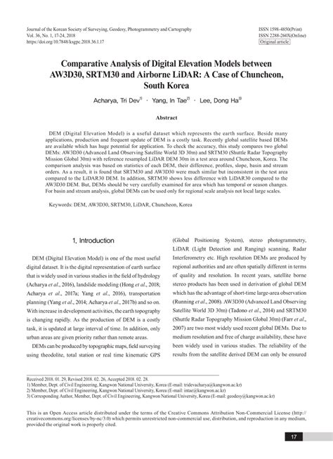 Pdf Comparative Analysis Of Digital Elevation Models Between Aw3d30 Srtm30 And Airborne Lidar