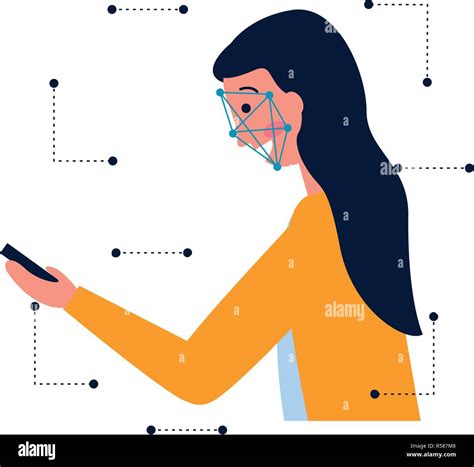 Woman Face Scan Process Gadget Vector Illustration Stock Vector Image And Art Alamy