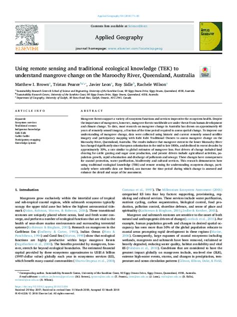 Pdf Using Remote Sensing And Traditional Ecological Knowledge Tek To Understand Mangrove
