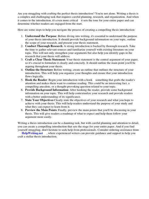 Steps In Making Thesis Introduction Pdf Thesis Essays