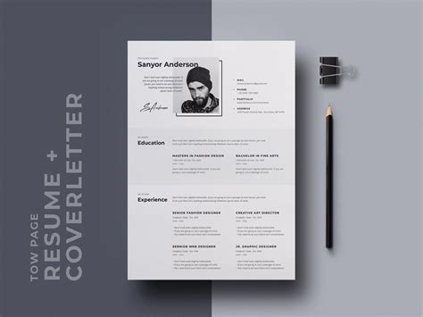 Free Stylish Cvresume Template With Cover Letter Page