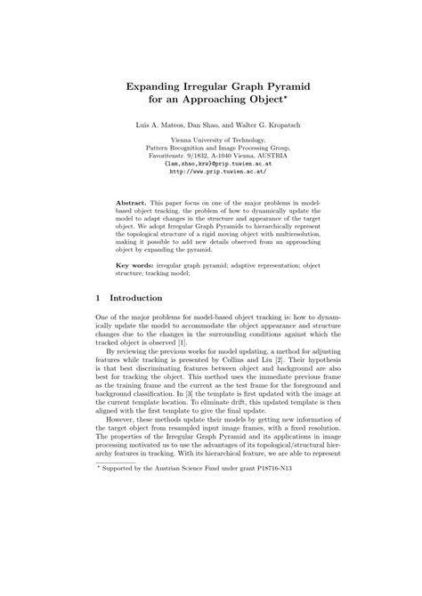 Pdf Expanding Irregular Graph Pyramid For An Approaching Object