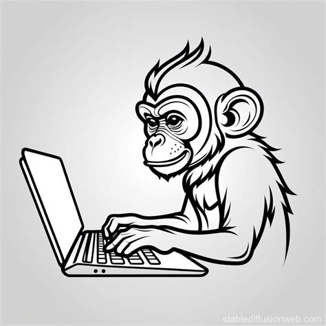 Monkey Keyboard Typing With Flame Background Stable Diffusion Online